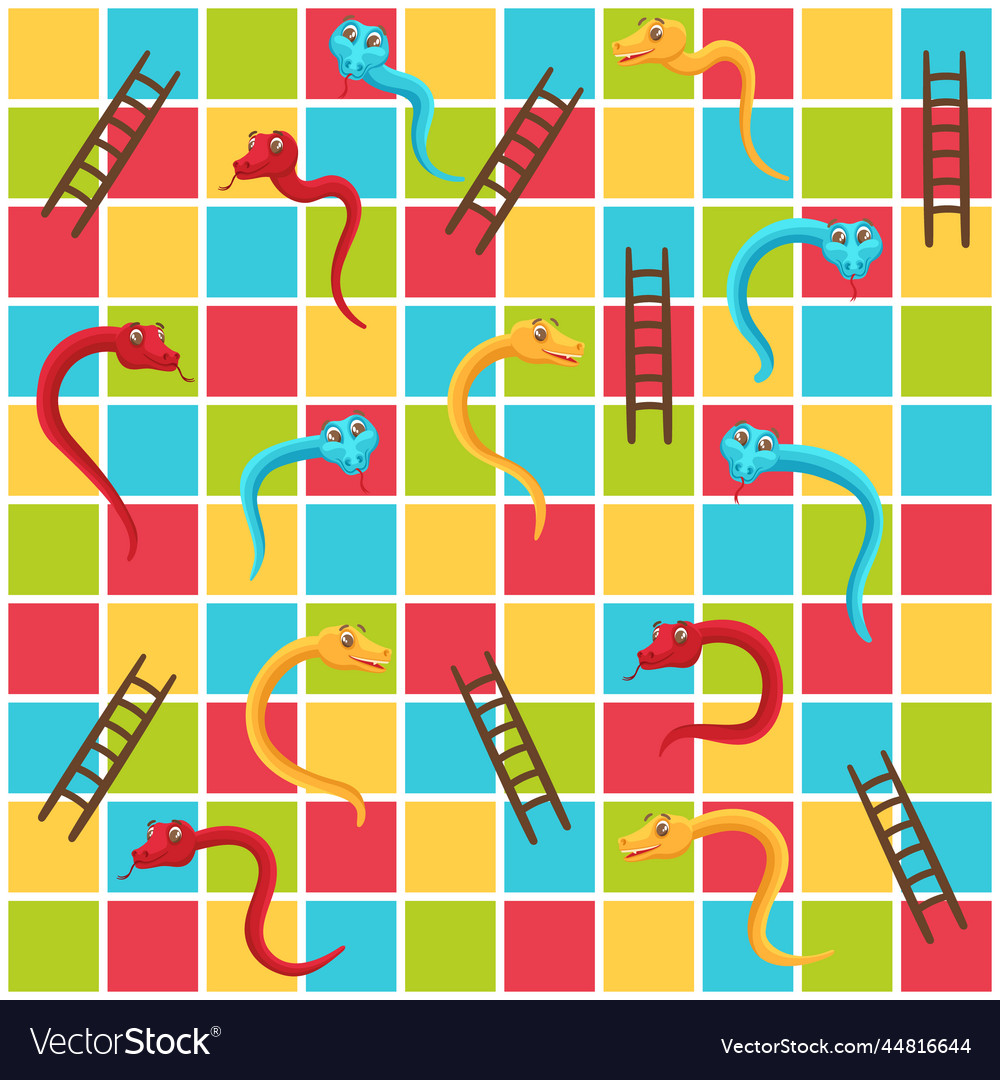 Snake and ladders grid color tiles game board Vector Image Snake and ladders grid color tiles game board Vector Image