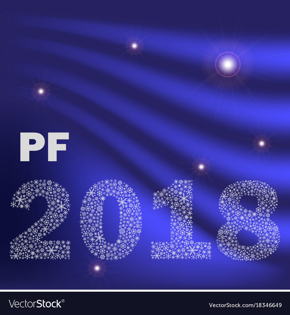 Blue shiny curved happy new year pf 2018 from Vector Image