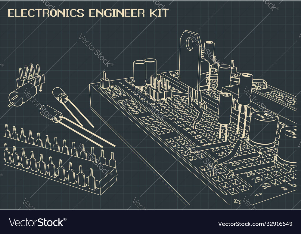 Electronics components outline Royalty Free Vector Image