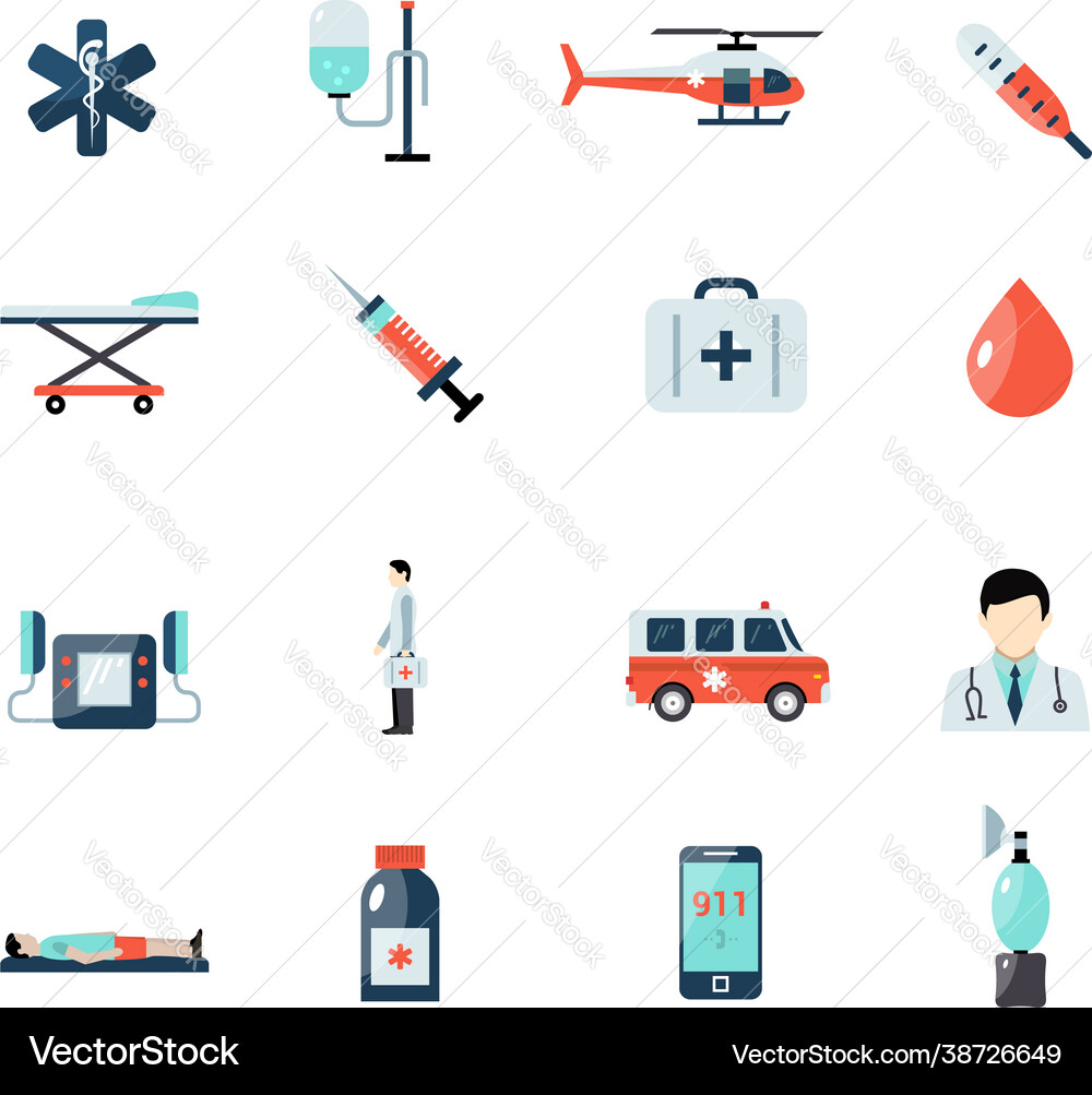 Emergency paramedic icons set Royalty Free Vector Image