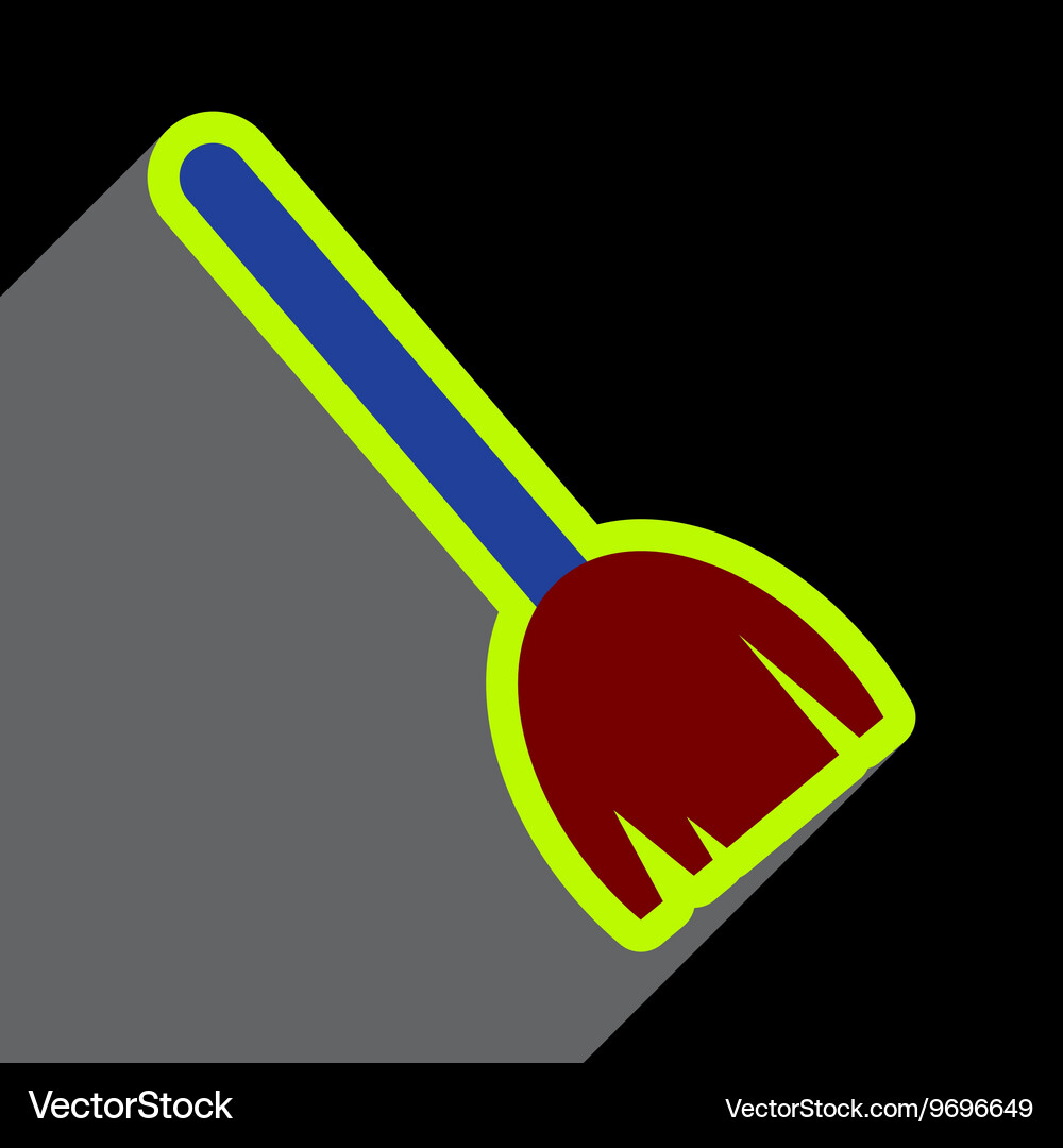 Flat with shadow icon broom on bright background Vector Image