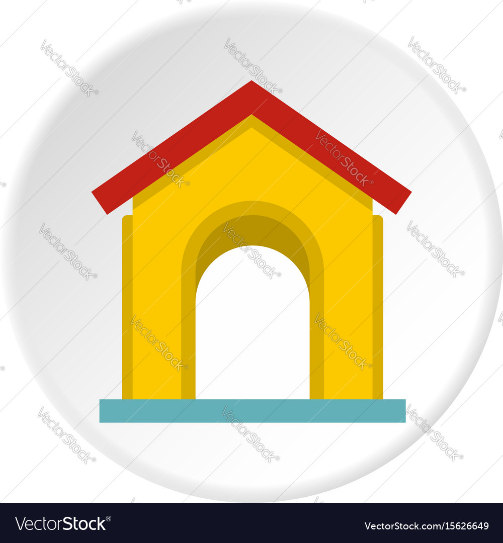 Yellow Toy House Icon Circle Royalty Free Vector Image