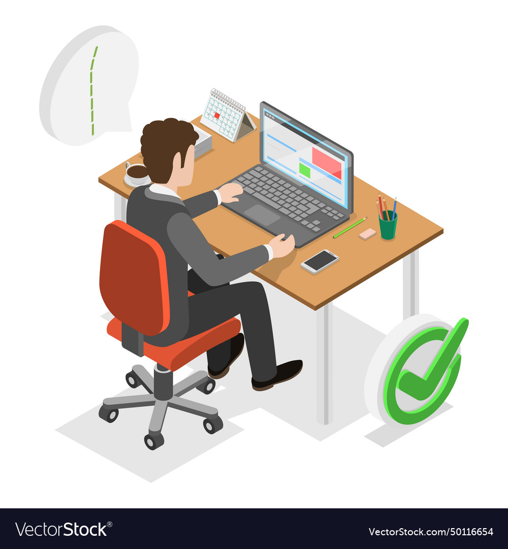 3d isometric flat of right and Royalty Free Vector Image