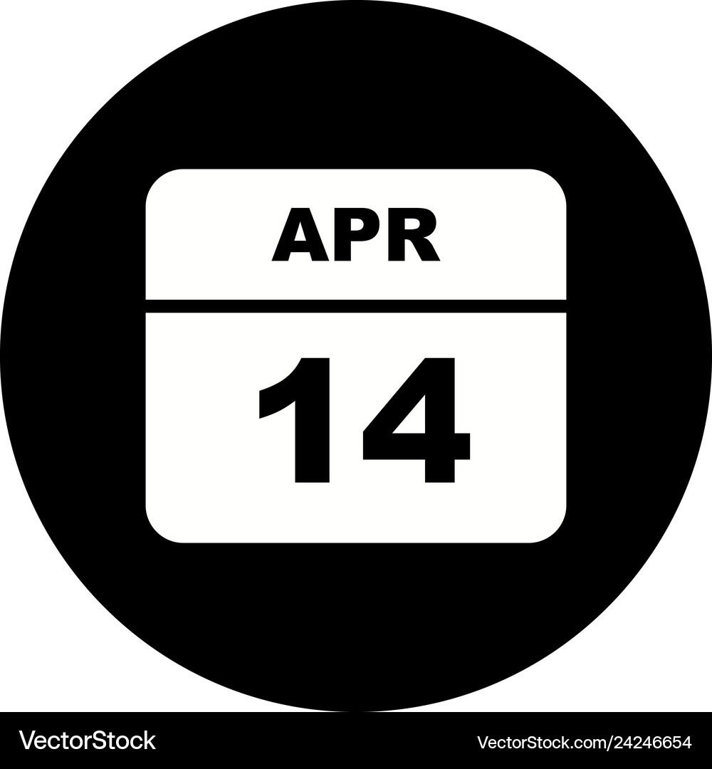 April 14th date on a single day calendar Vector Image