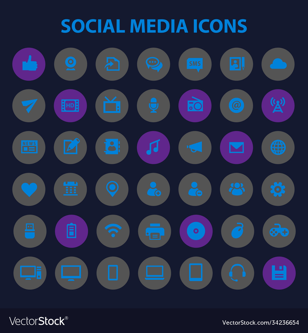 Big social media icon set trendy flat icons Vector Image