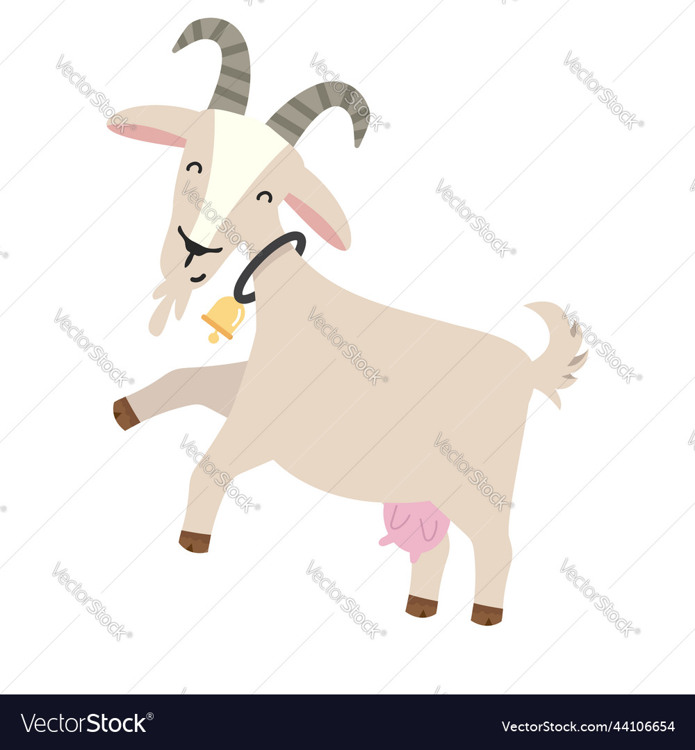 Cute Goat Flat Cartoon Character Royalty Free Vector Image