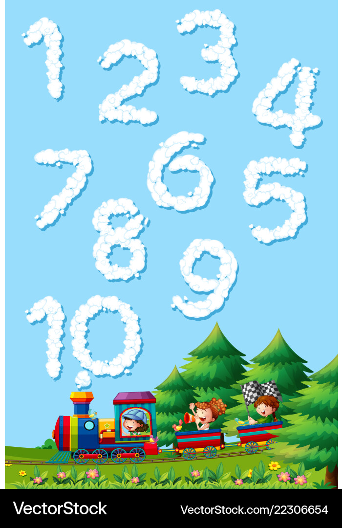 Font cloud number on sky Royalty Free Vector Image