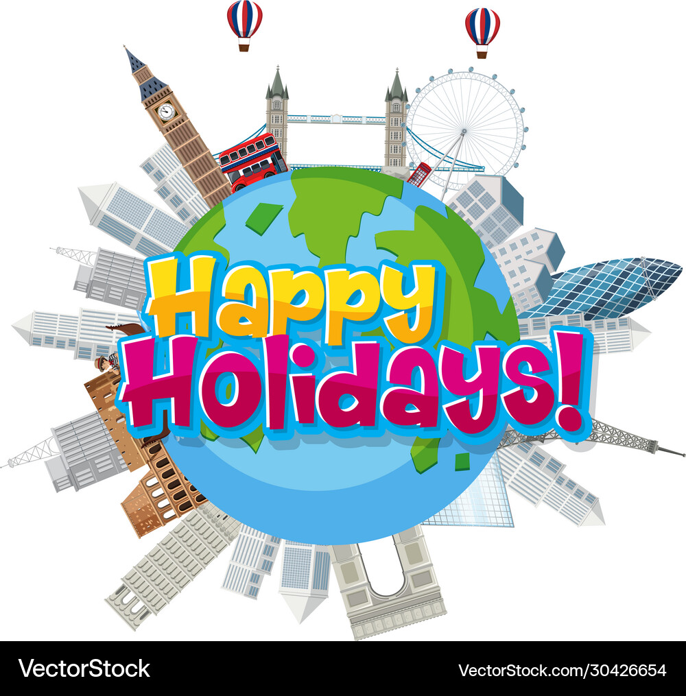 Font design template for word happy holidays Vector Image