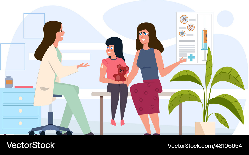 Kids vaccination childhood immunization Royalty Free Vector