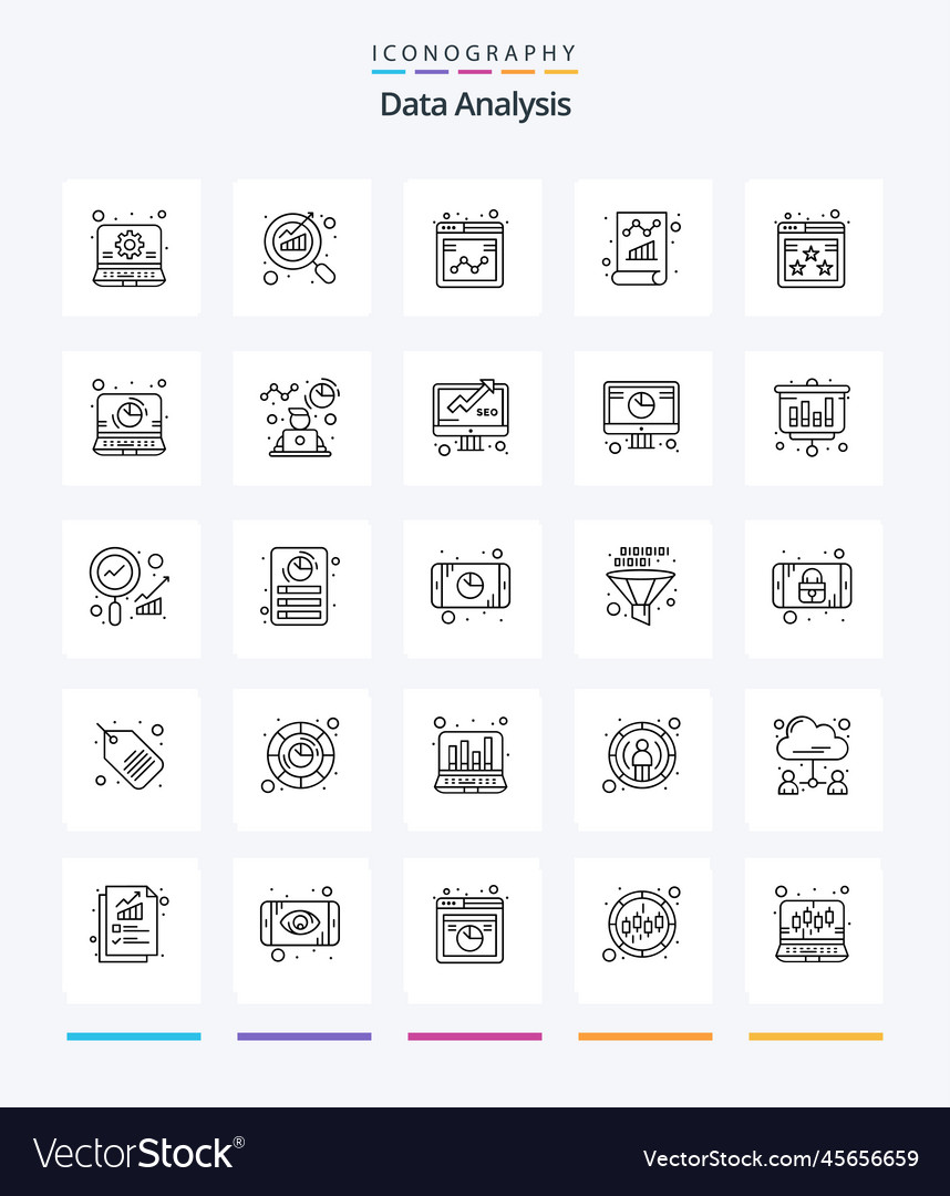 Creative data analysis 25 outline icon pack such Vector Image