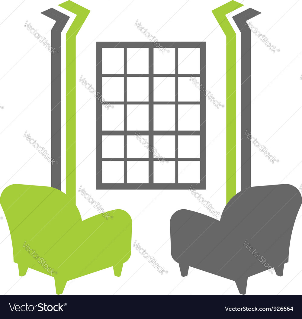 Interior window with sofas Royalty Free Vector Image