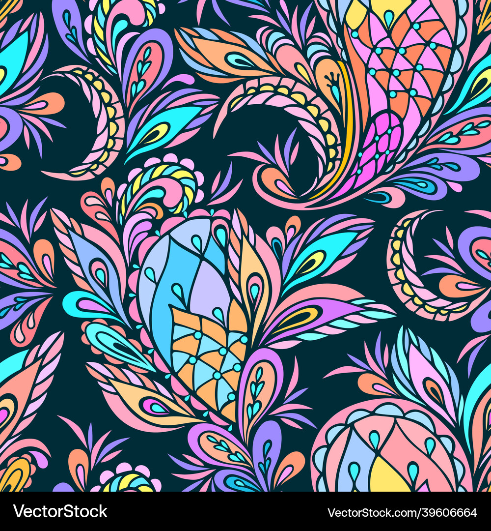 Seamless traditional pattern with paisley Vector Image