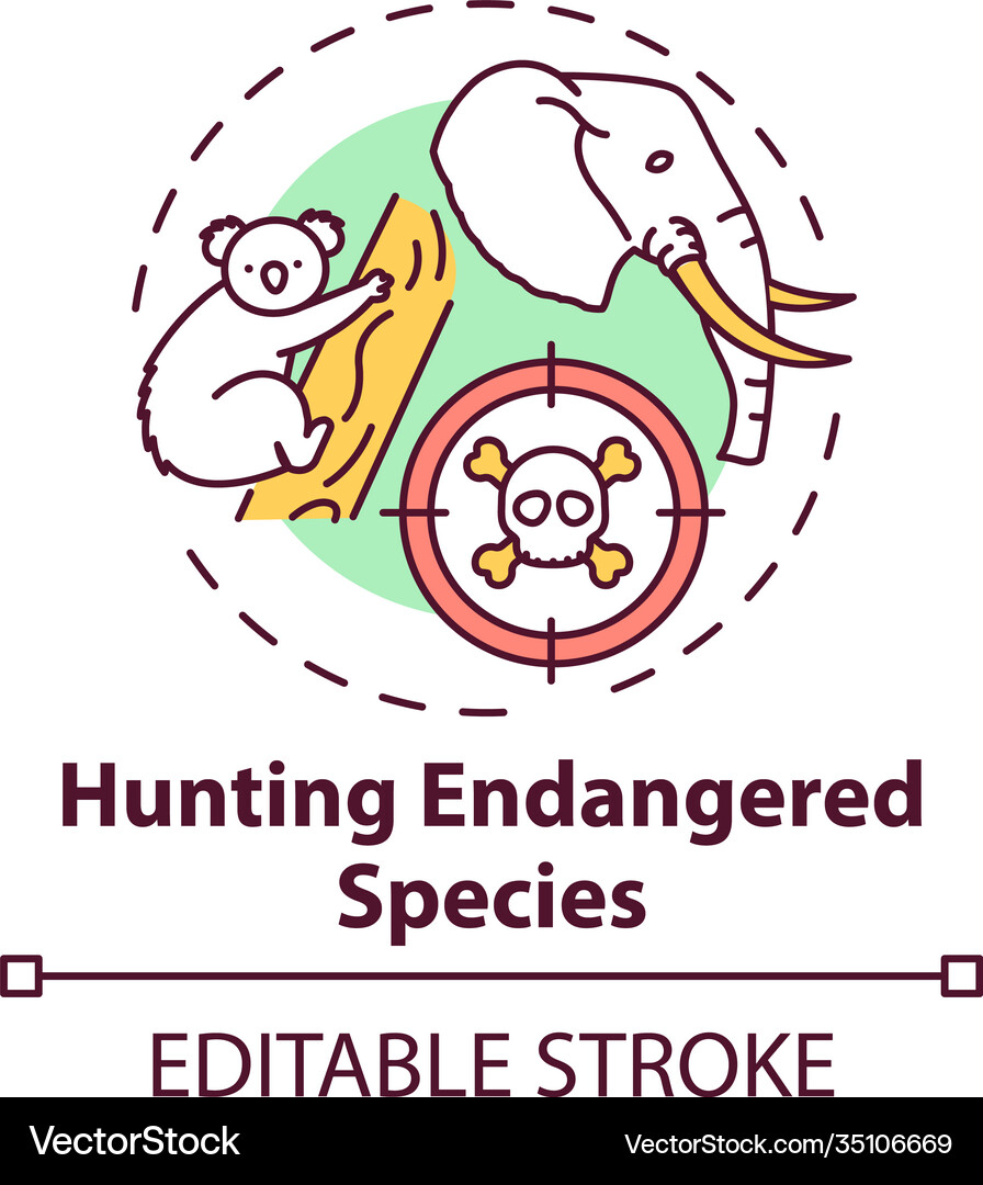 Hunting endangered species concept icon Royalty Free Vector