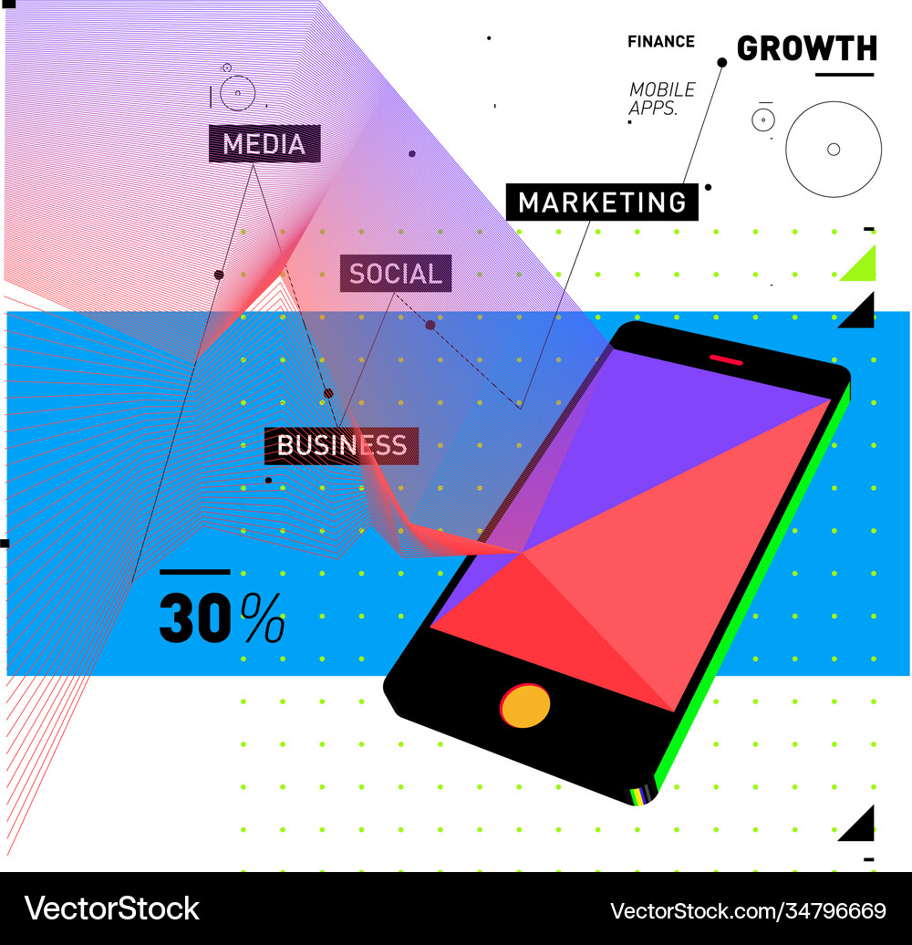 Mobile apps digital marketing smart phone Vector Image