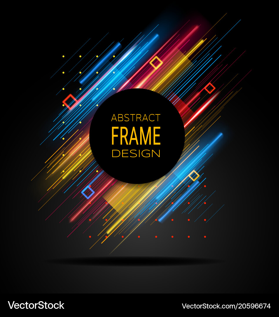Modern frame with geometric neon glowing Vector Image