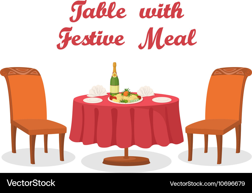 Cartoon table with meal isolated Royalty Free Vector Image