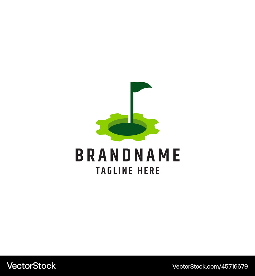 Golf with gear logo icon design template premium Vector Image
