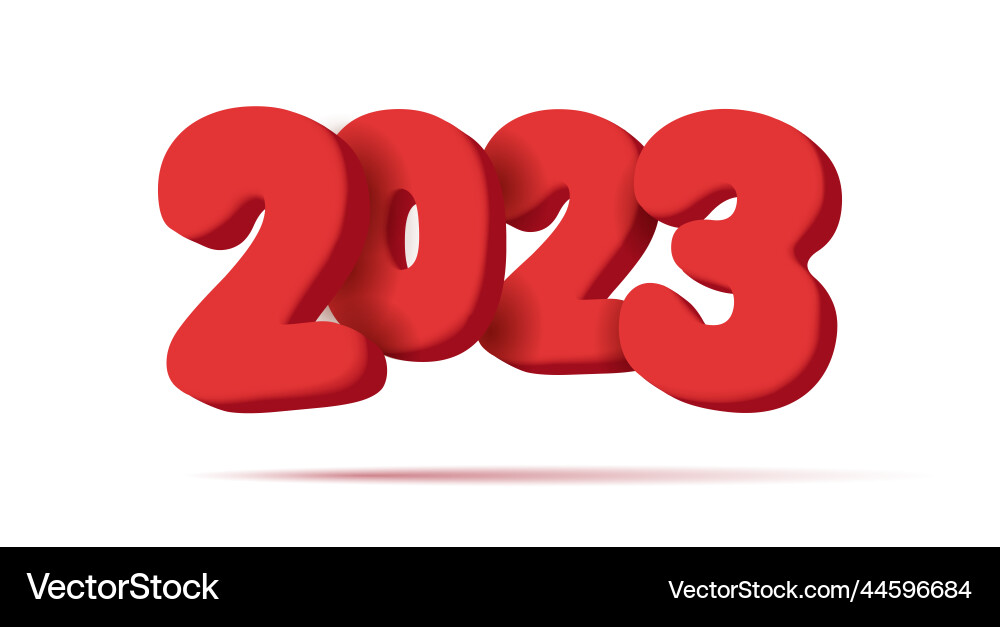 Happy new year 2023 rounded 3d red numbers Vector Image