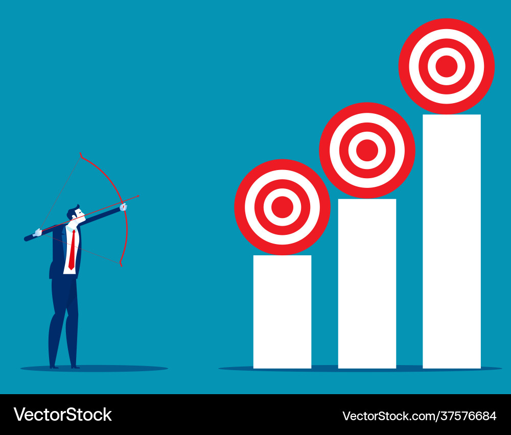 Holding bow and arrow aiming at targets target Vector Image