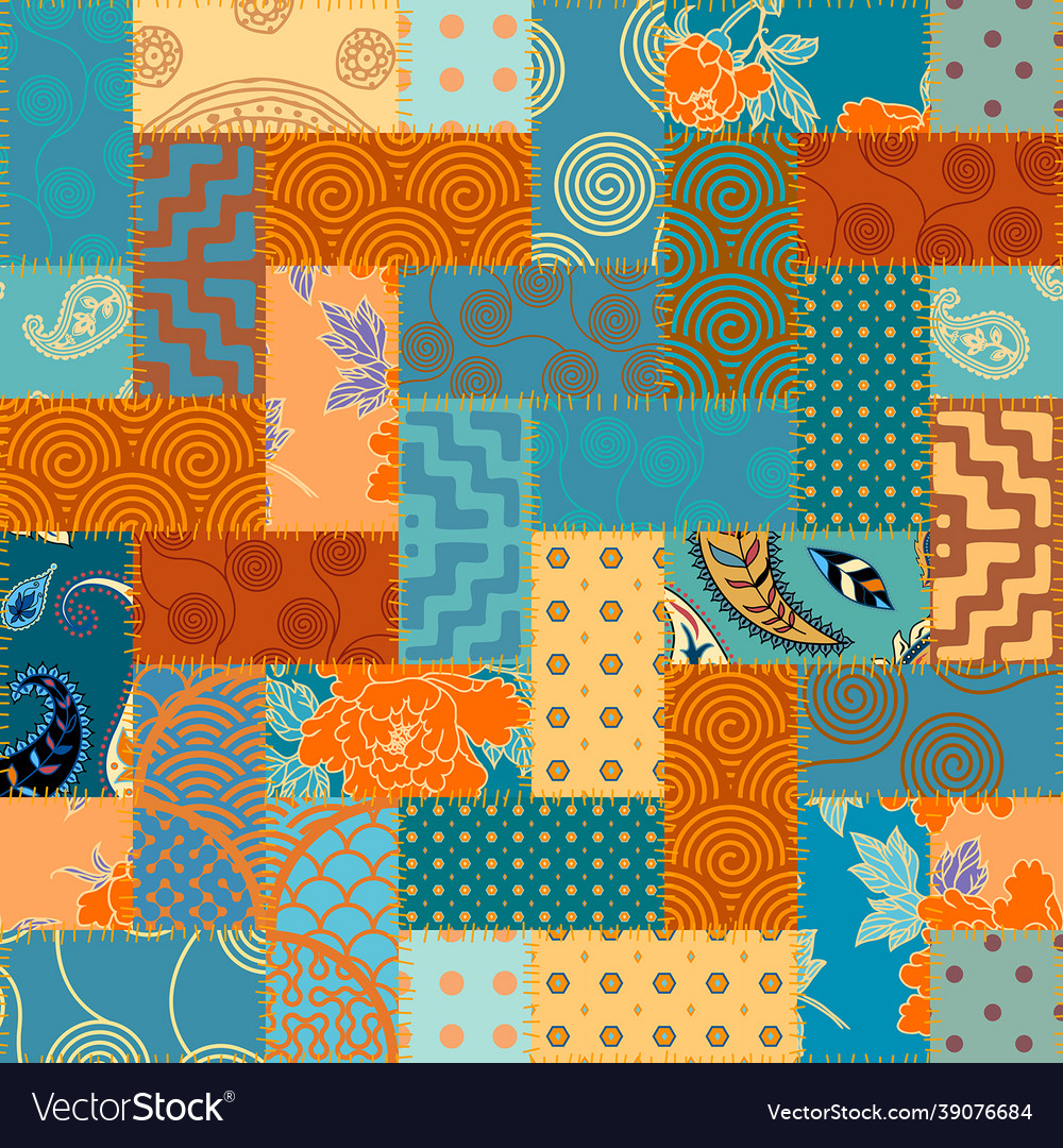 Patchwork textile pattern seamless quilting Vector Image