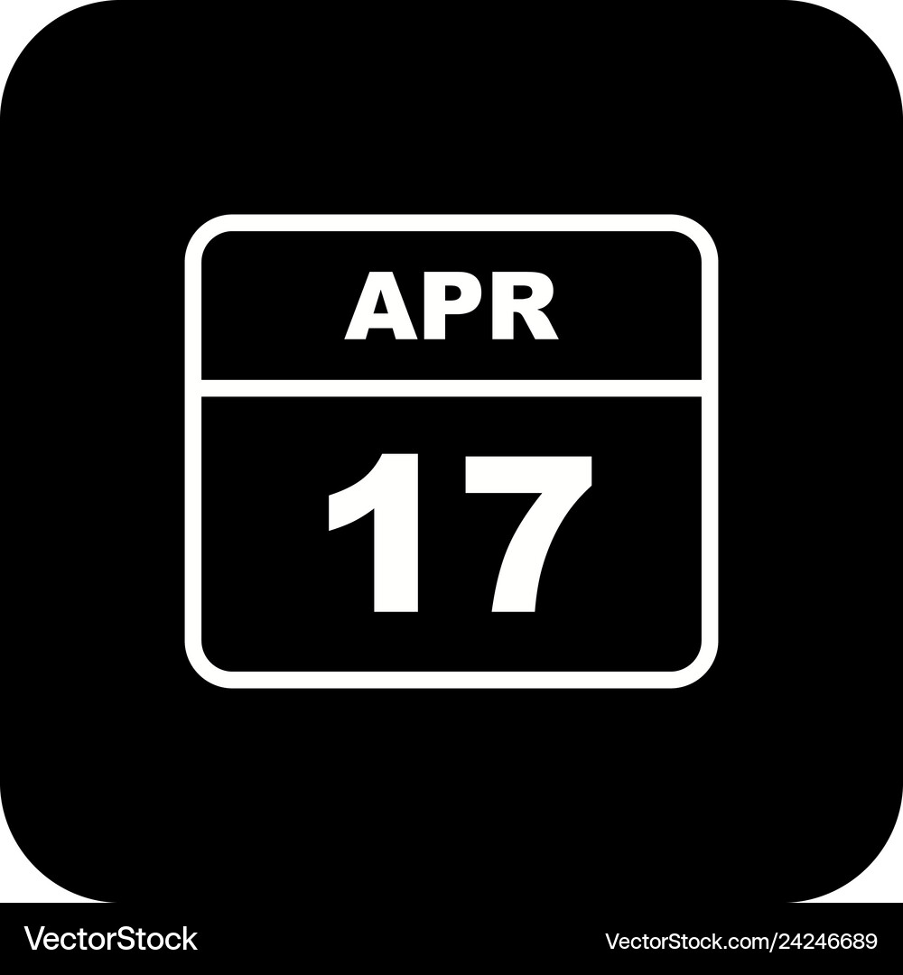 April 17th date on a single day calendar Vector Image
