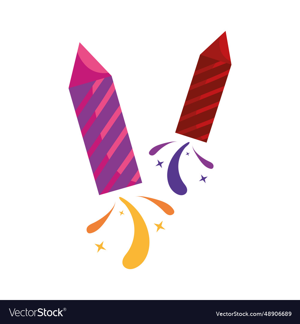 Happy new year firework rockets Royalty Free Vector Image
