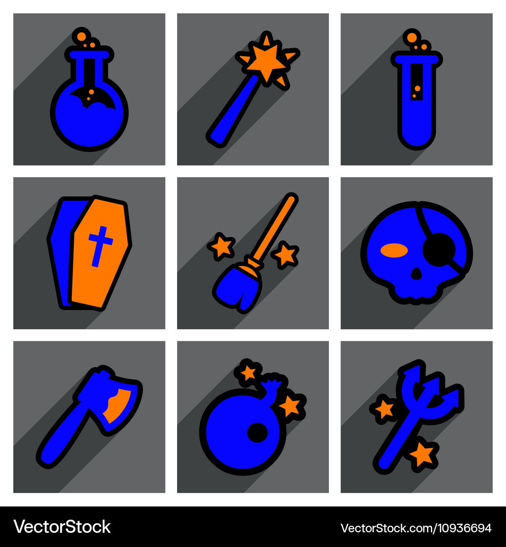 Flat with shadow concept halloween icons Vector Image