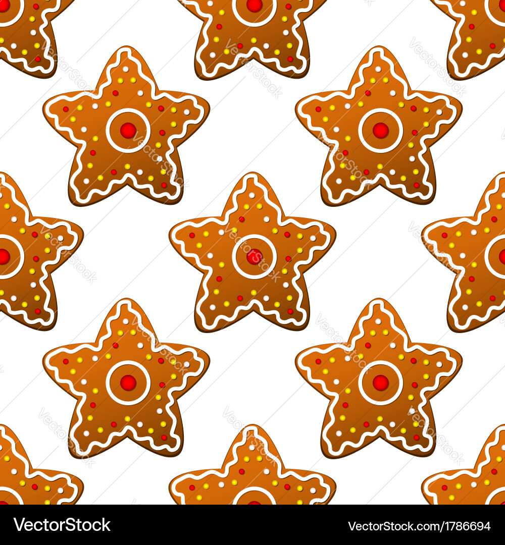Gingerbread stars seamless pattern Royalty Free Vector Image