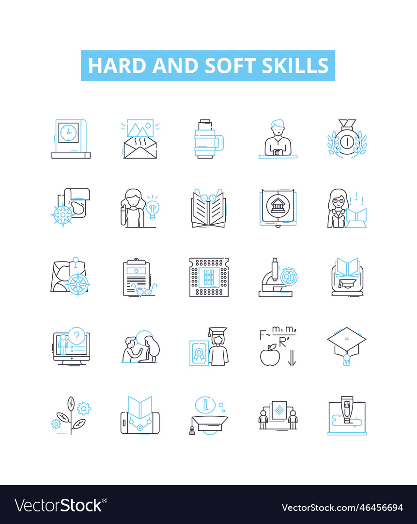 Hard and soft skills line icons set Royalty Free Vector Hard and soft skills line icons set Royalty Free Vector