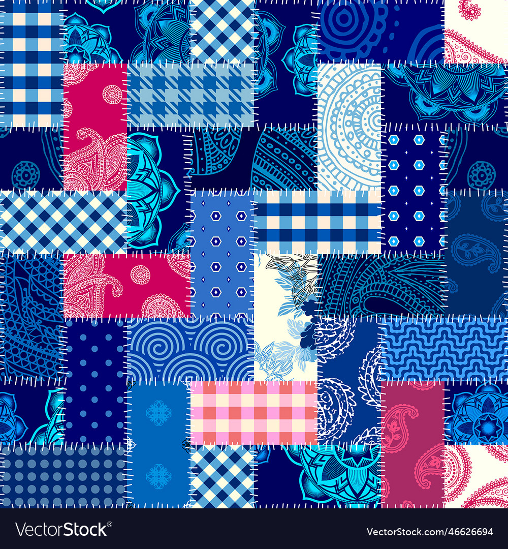 Patchwork textile pattern seamless quilting Vector Image