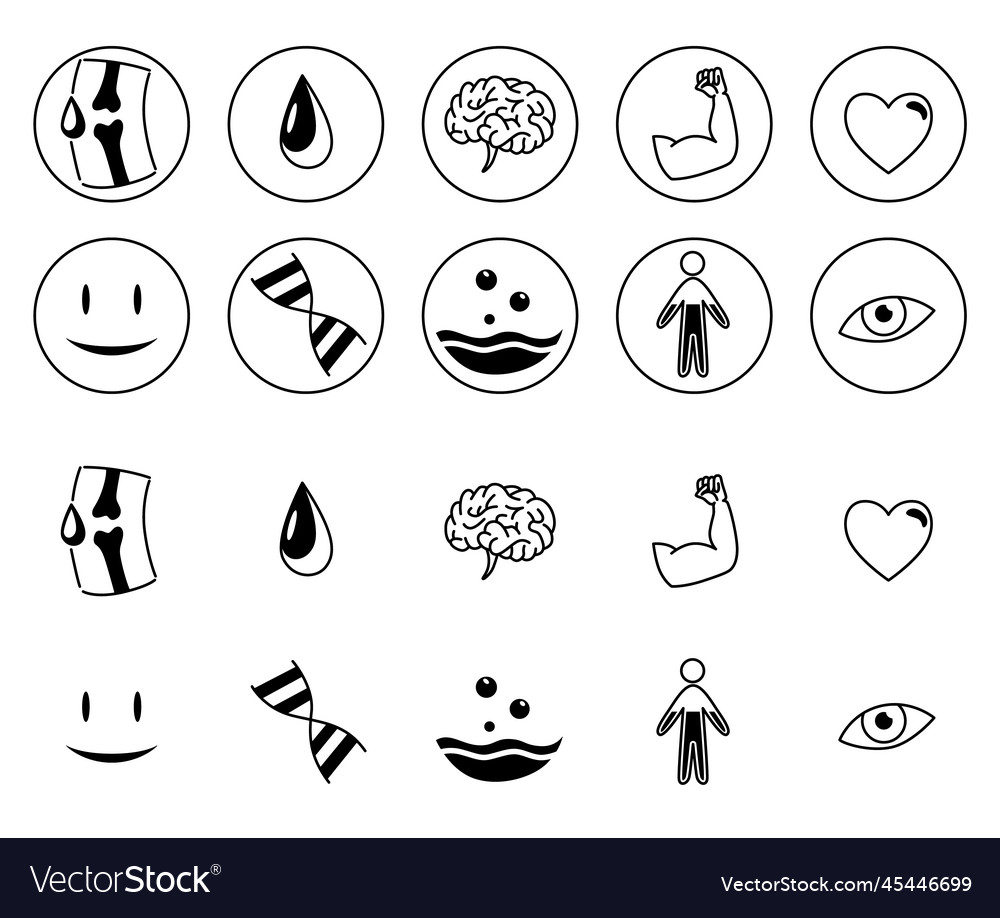 Benefits Drinking Water Icons Set Healthy Human Vector Image