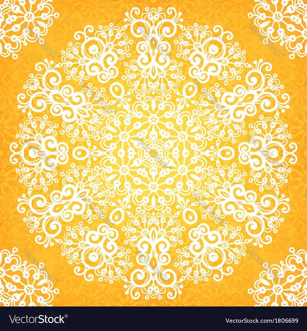 Ornate Vintage Yellow Lacy Seamless Pattern Vector Image
