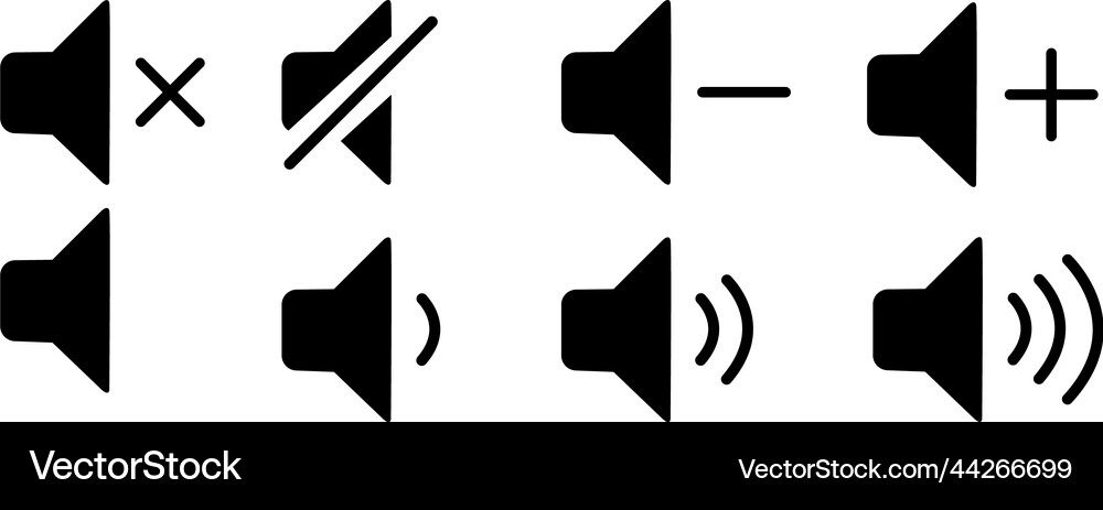 Silhouette volume icons set sound Royalty Free Vector Image