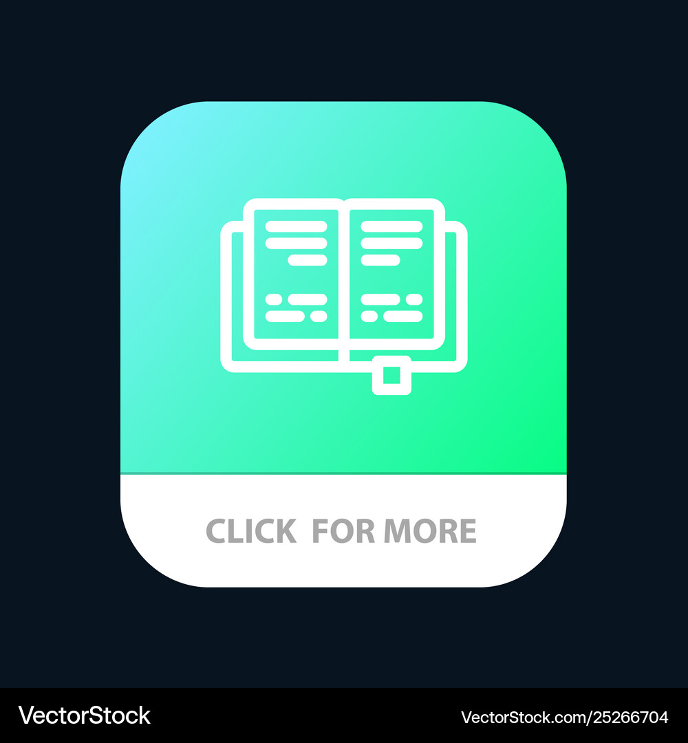 Book education knowledge mobile app button Vector Image