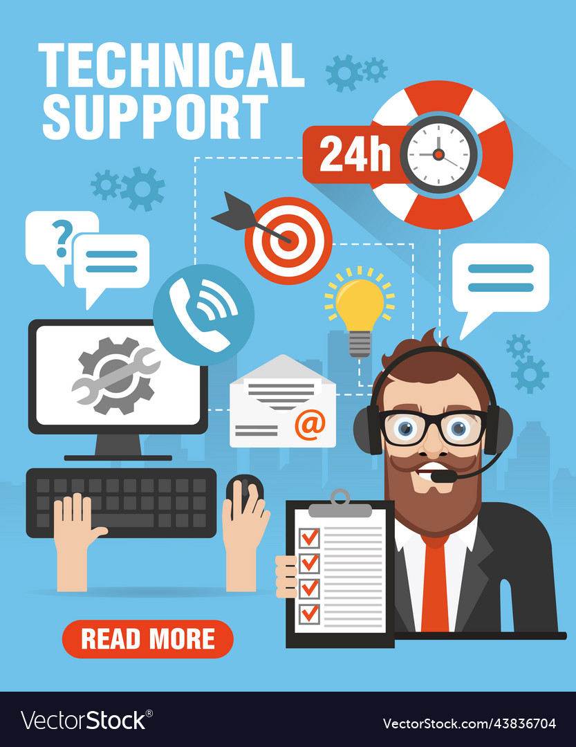 Technical support concept design flat Royalty Free Vector