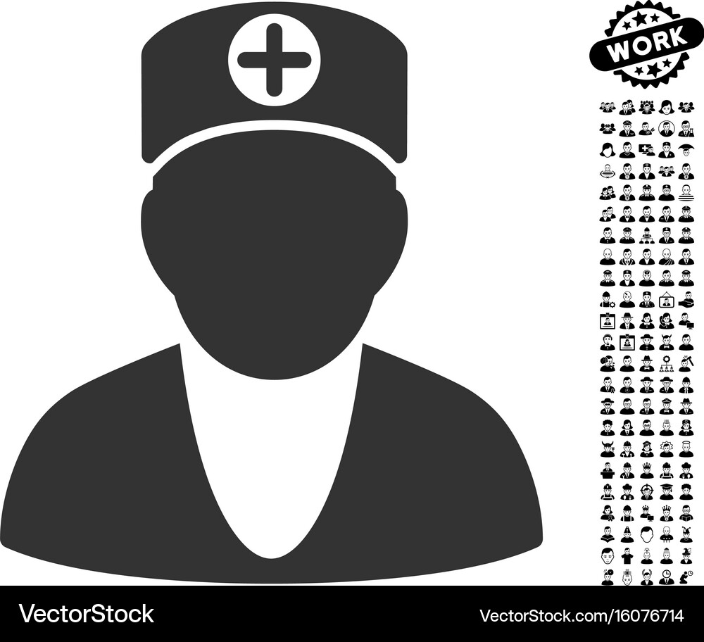 Doctor icon with people bonus Royalty Free Vector Image