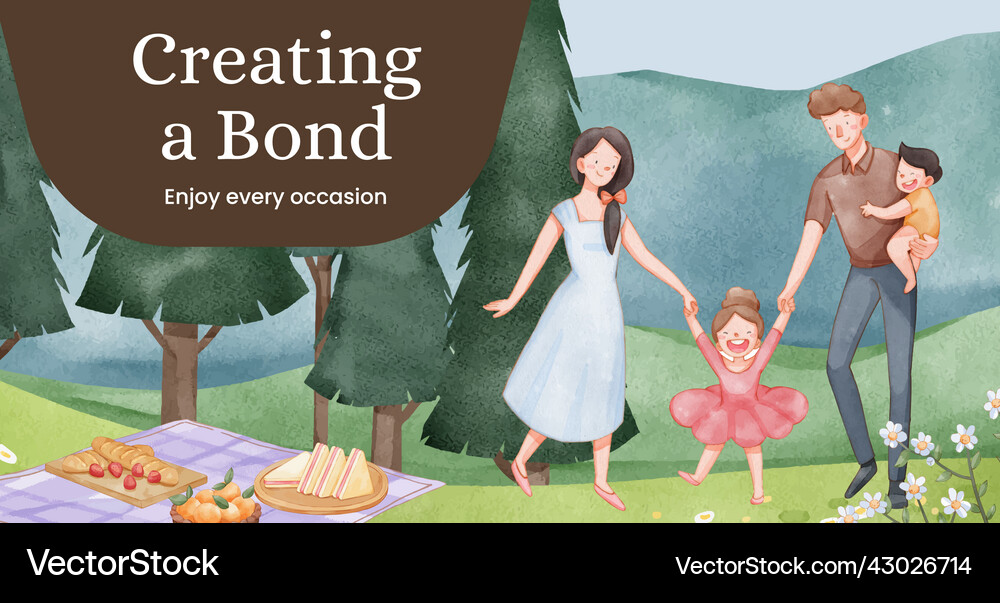 Facebook template with family fun day Royalty Free Vector