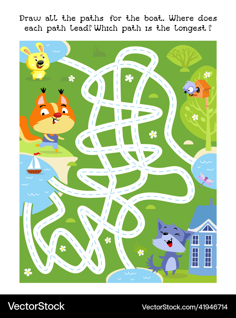 Maze game activity for kids draw all paths Vector Image