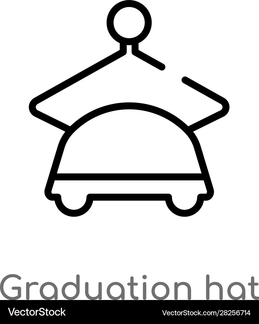 Outline graduation hat icon isolated black simple Vector Image