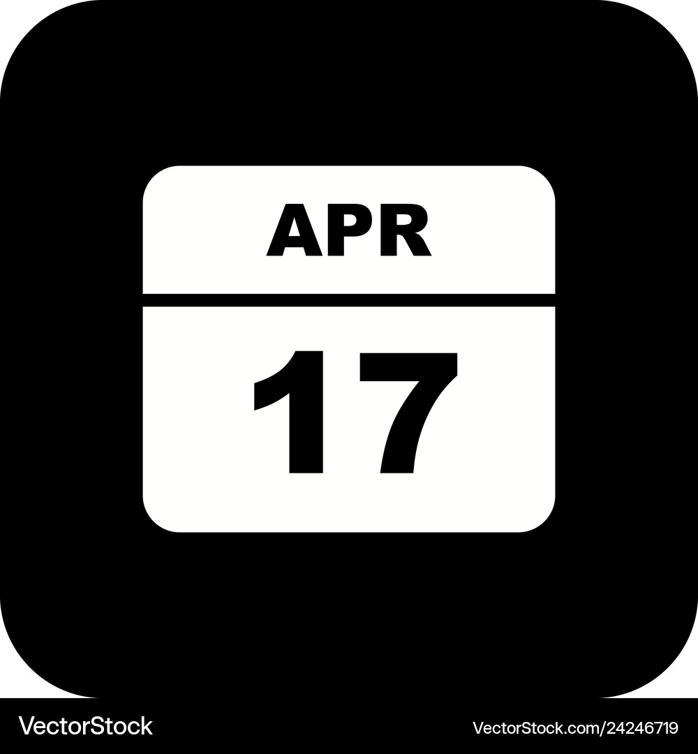 April 17th date on a single day calendar Vector Image