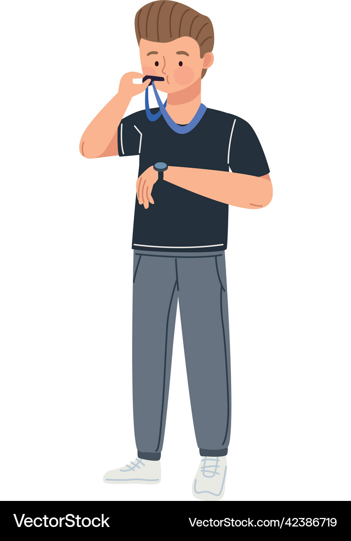 Male coach with whistle Royalty Free Vector Image