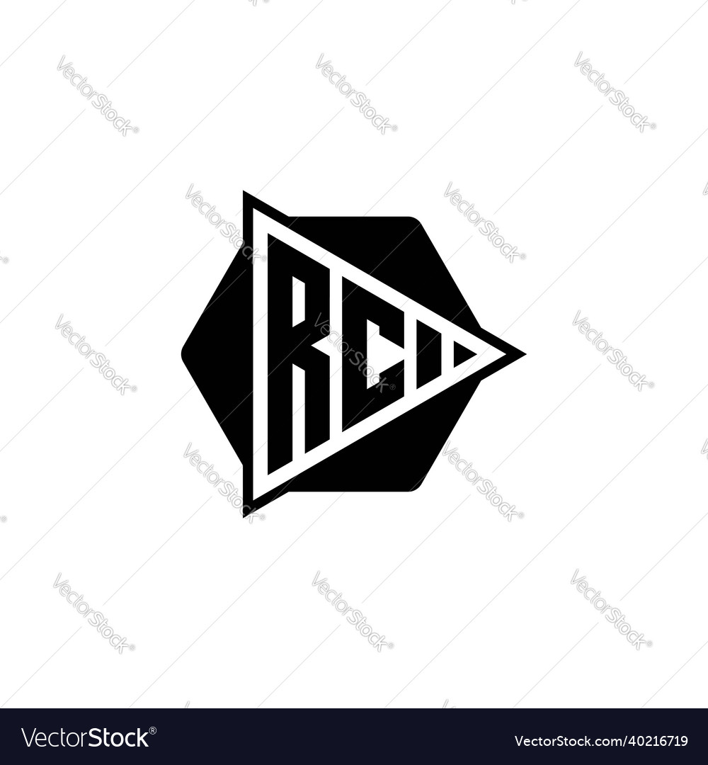 Rc logo monogram triangle play button Royalty Free Vector
