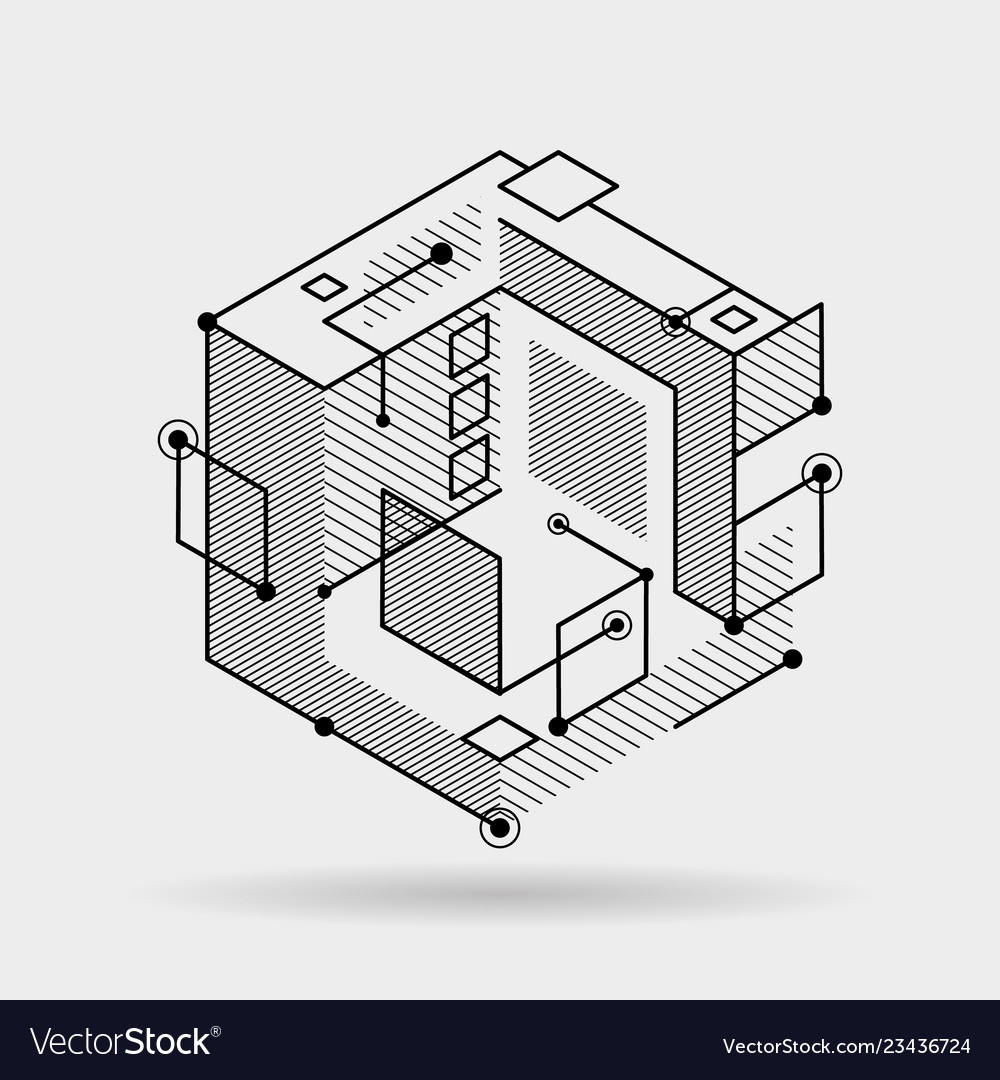 Abstract cubic lines elements technical 3d Vector Image