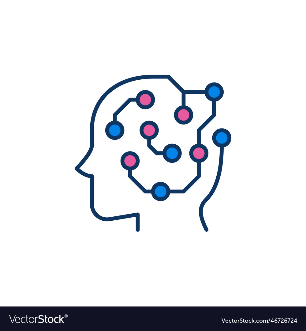 Circuit board inside head machine learning Vector Image