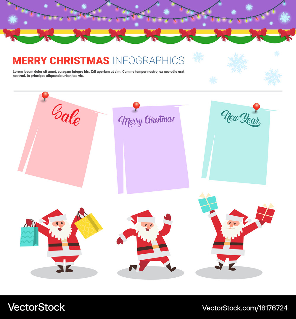 Merry christmas infographic elements with santa Vector Image