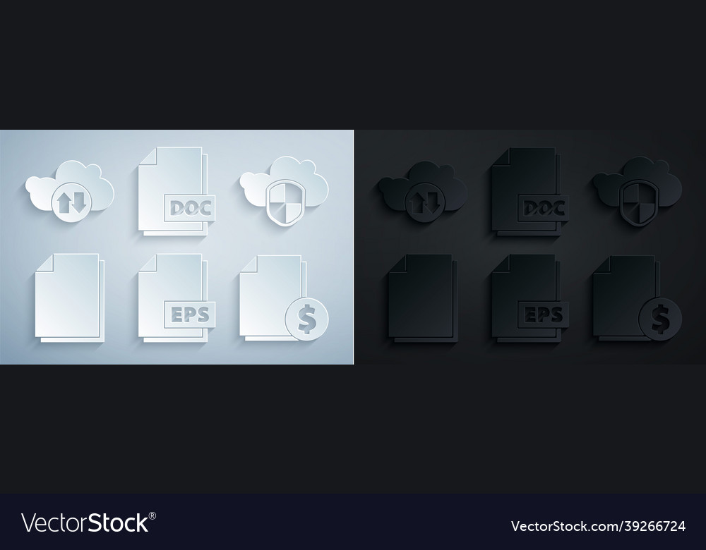 Set eps file document cloud and shield document Vector Image Set eps file document cloud and shield document Vector Image
