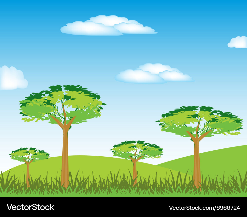 Year landscape with tree Royalty Free Vector Image
