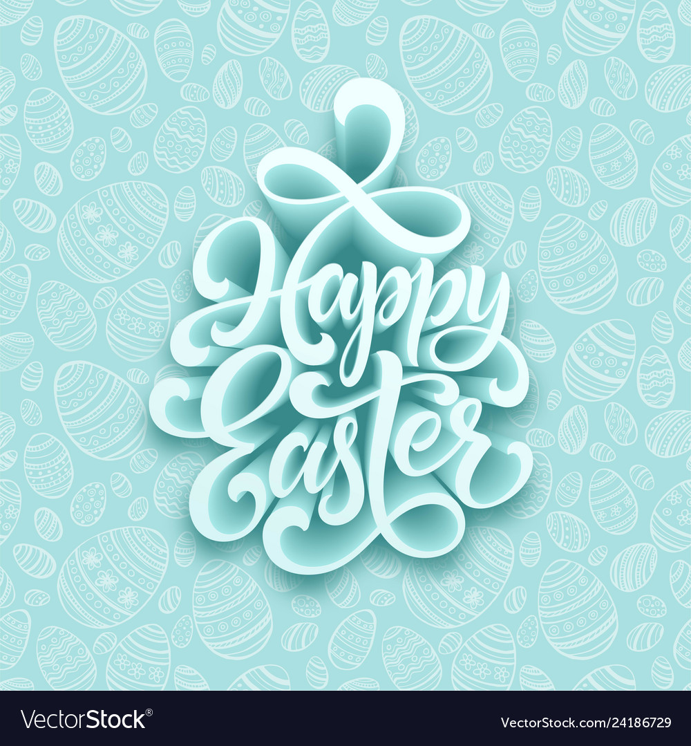 Happy Easter Handwritten Lettering Holiday Vector Image