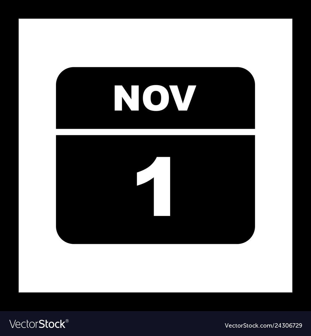November 1st date on a single day calendar Vector Image