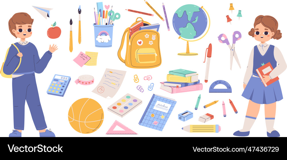 Study collection back to school elements cute Vector Image